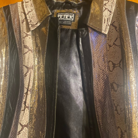 Jackets & Coats | Women Real Leather Snake Skin Look Metallic Short ...